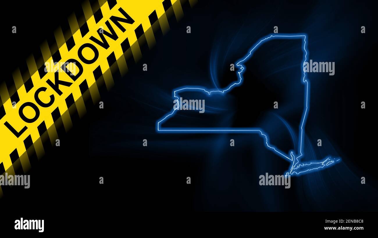 Lockdown New York, outline map Coronavirus, Outbreak quarantine, on ...