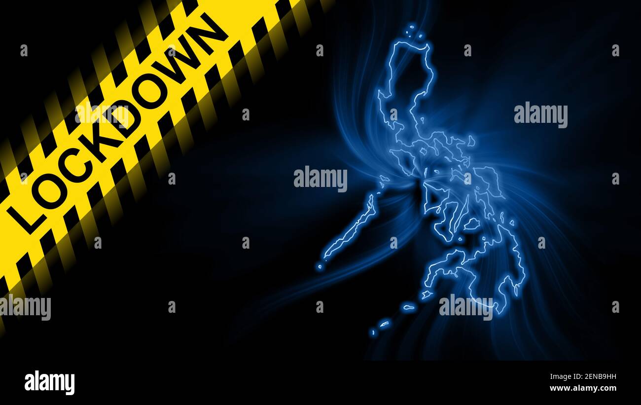 Lockdown Philippines, outline map Coronavirus, Outbreak quarantine, on ...