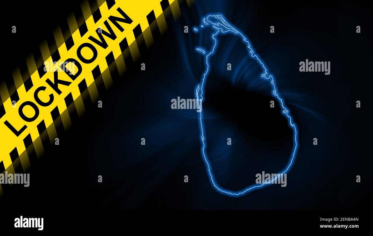 Lockdown Sri Lanka, outline map Coronavirus, Outbreak quarantine, on ...