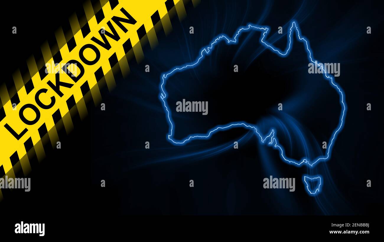 Lockdown Australia, outline map Coronavirus, Outbreak quarantine, on ...