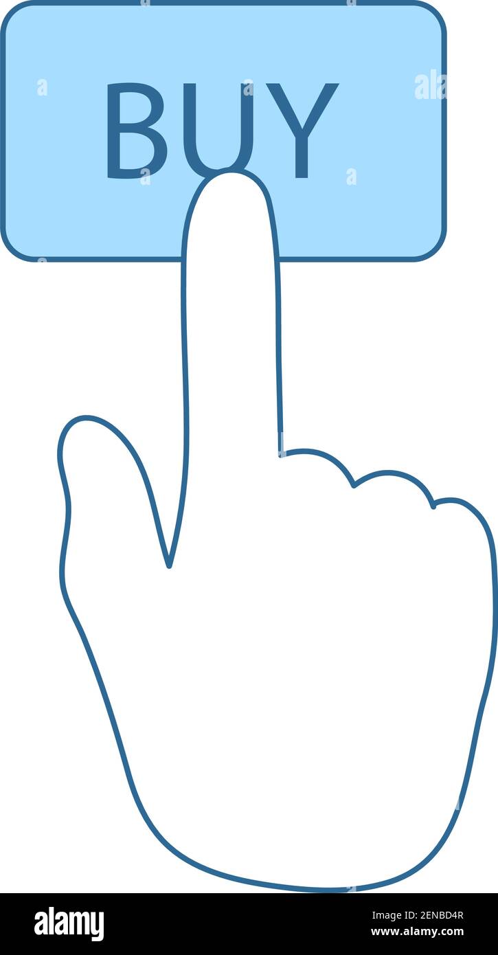 Finger Push The Buy Button Icon. Thin Line With Blue Fill Design ...