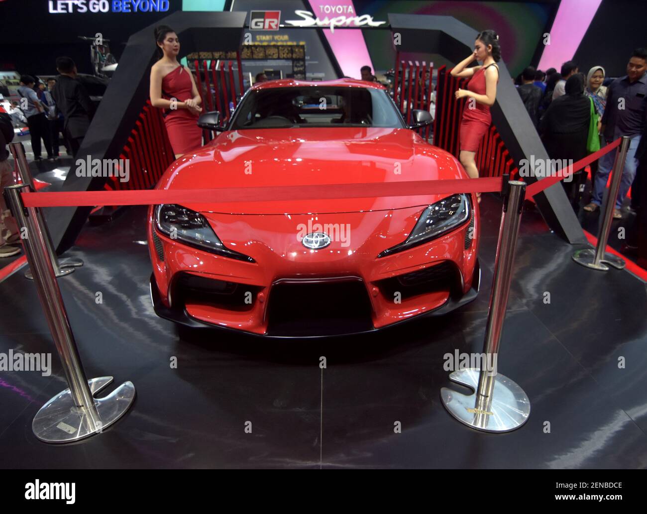 A Toyota Supra displayed at the Convention Exhibition during the Motor ...