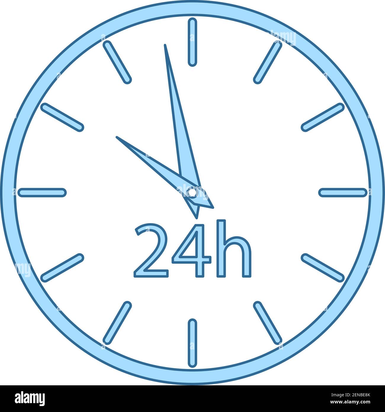 24 Hours Clock Icon. Thin Line With Blue Fill Design. Vector ...