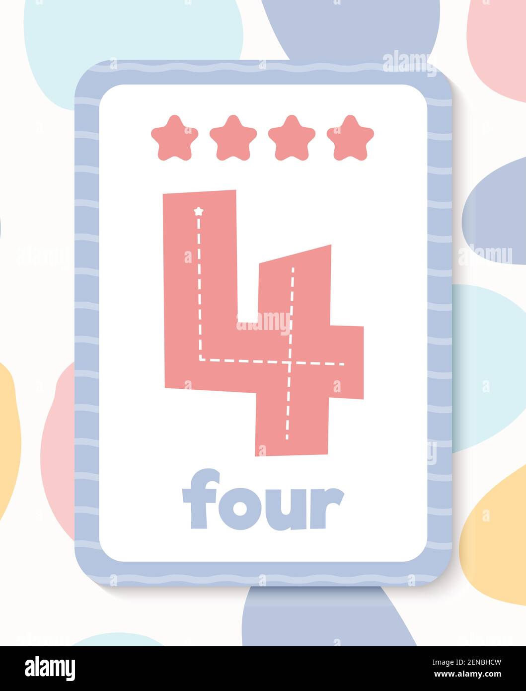 Printable colourful educational number flashcard. vector illustration ...