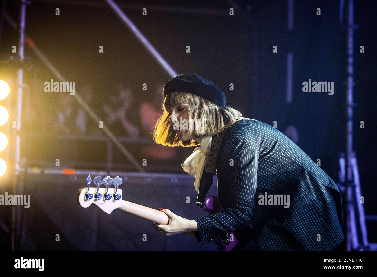 Victoria De Angelis performs on stage with is band Maneskin at ...