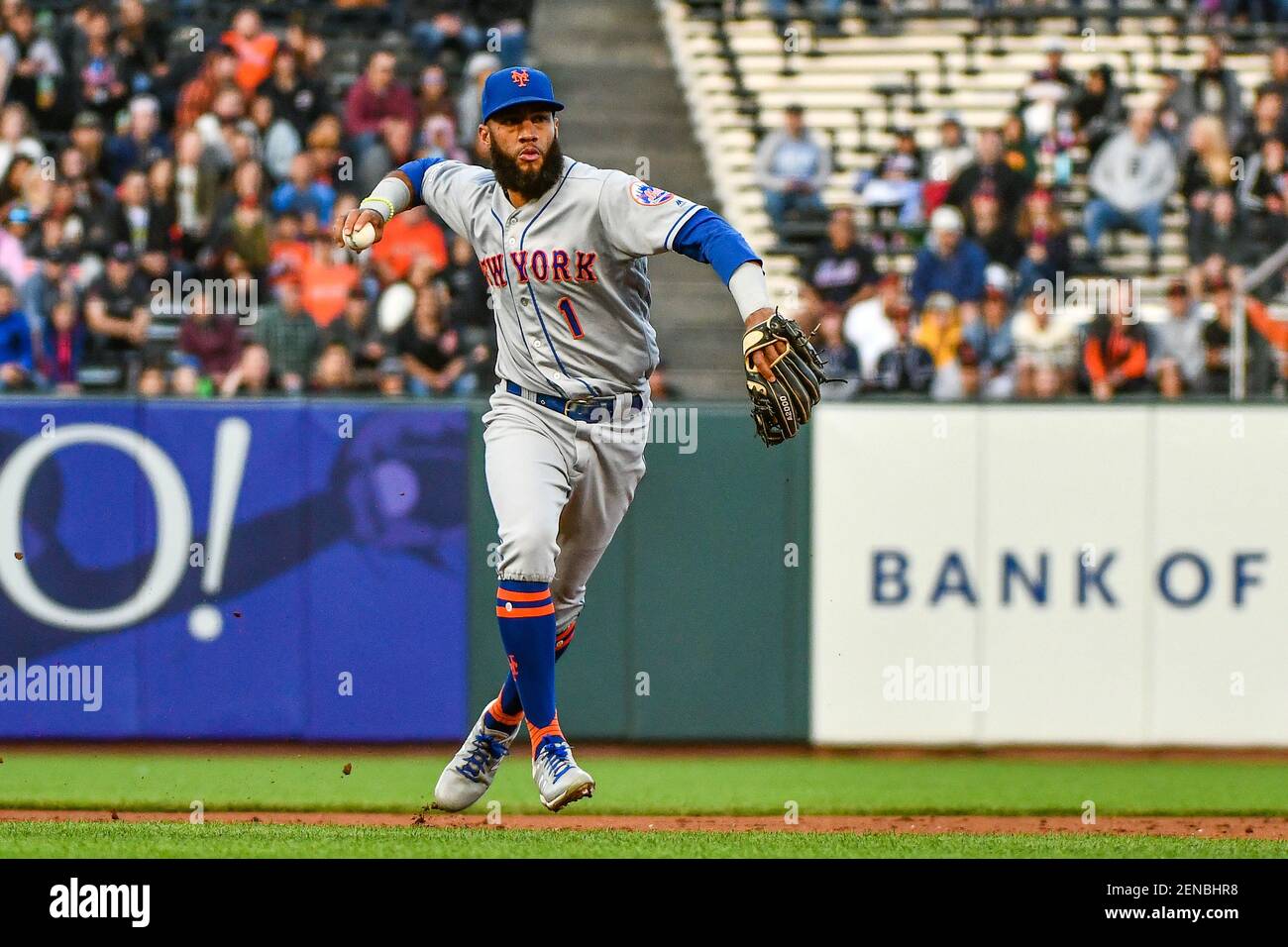 July 19, 2019: New York Mets shortstop Amed Rosario (1) throws to first ...