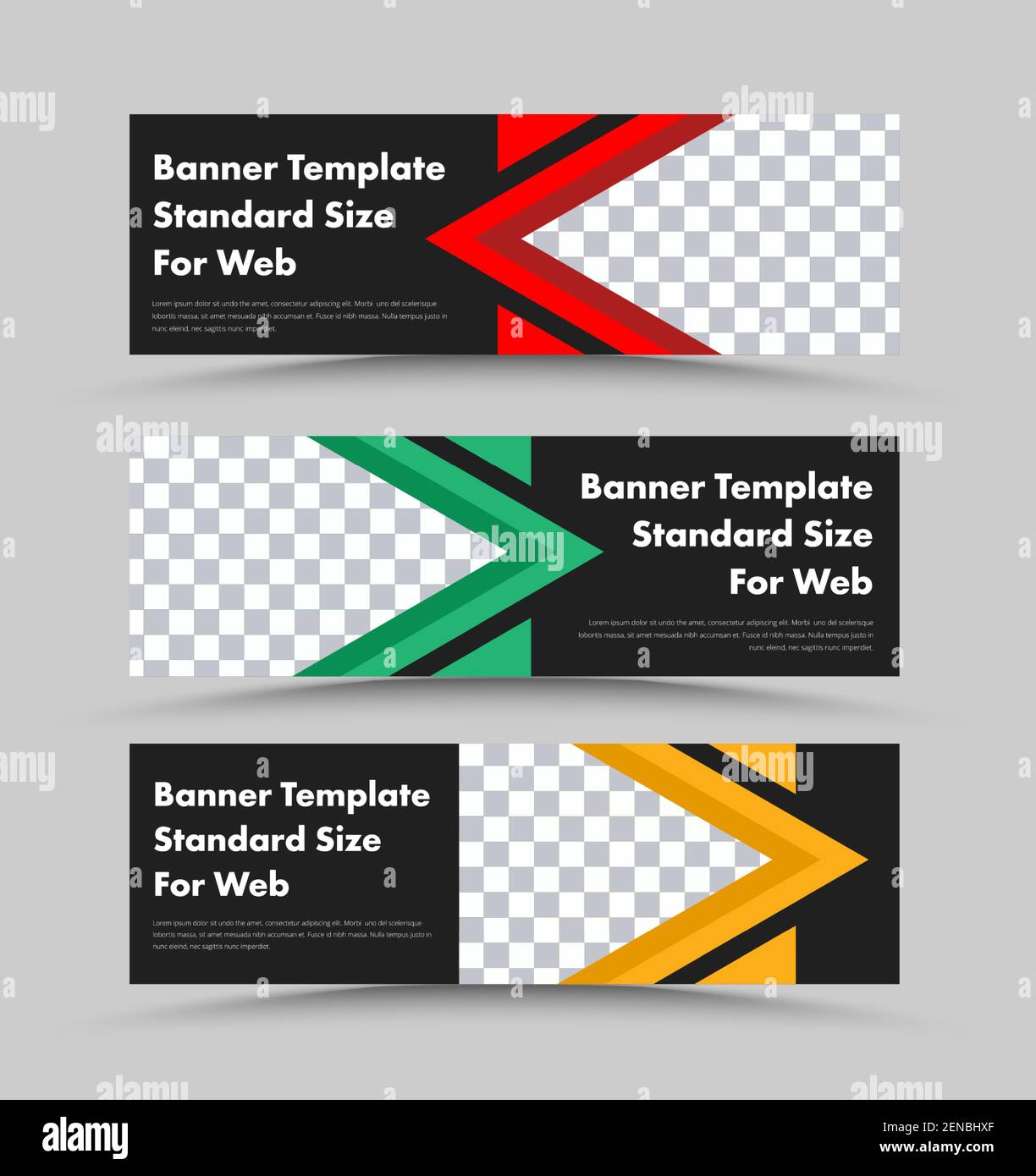 Black vector horizontal web banners template with place for photo and ...