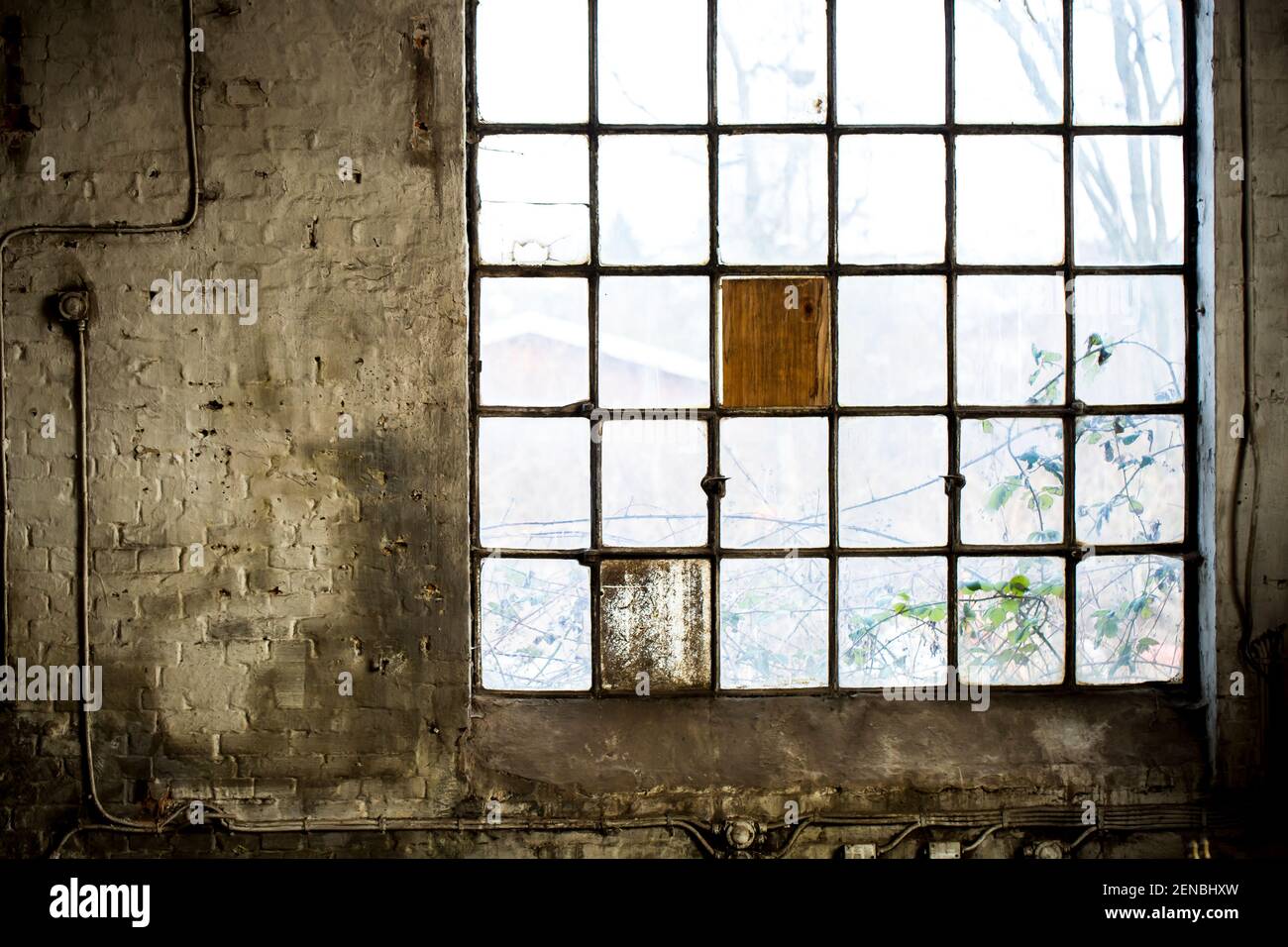 A big window in abandoned building Stock Photo - Alamy