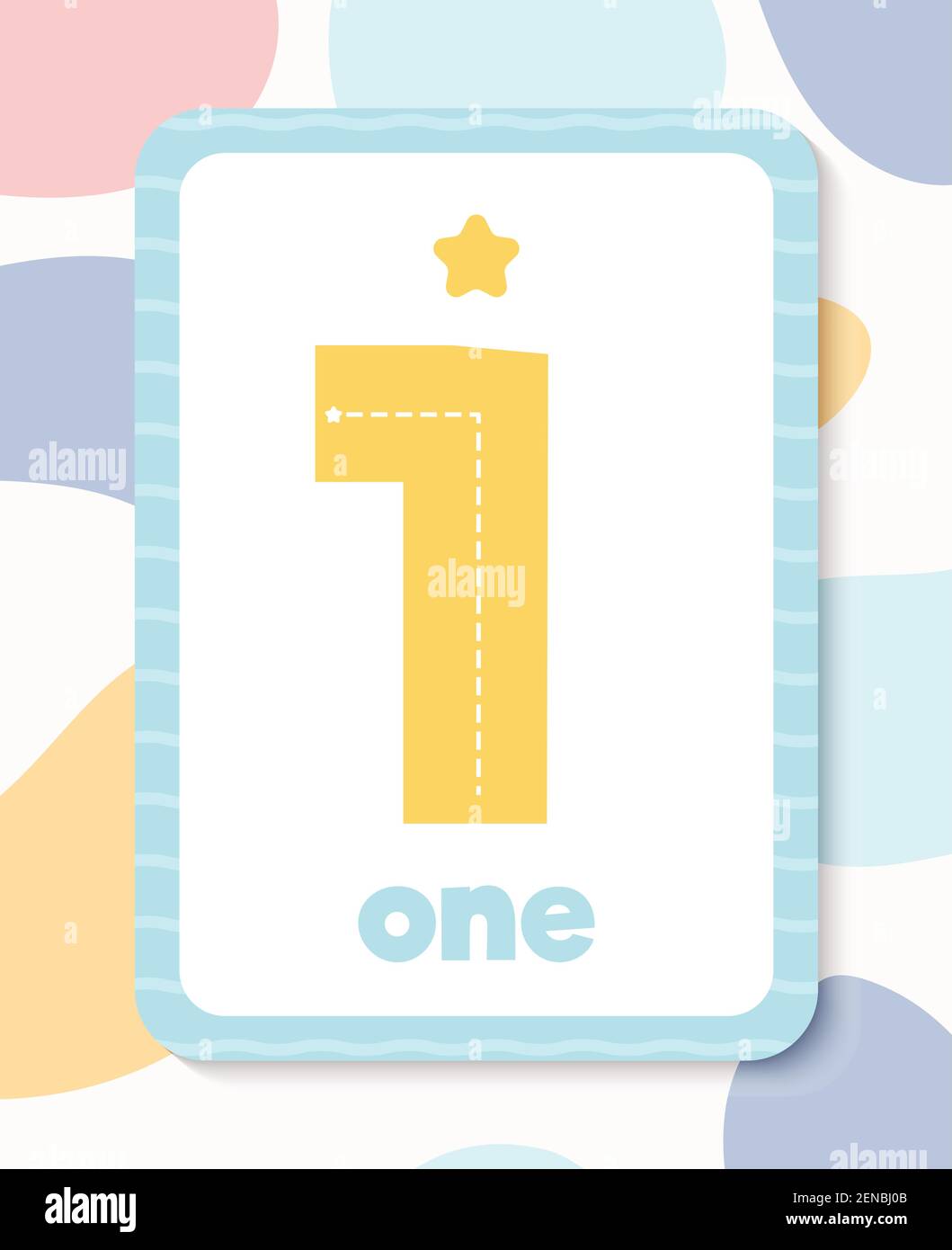 Printable colourful educational number flashcard. vector illustration ...