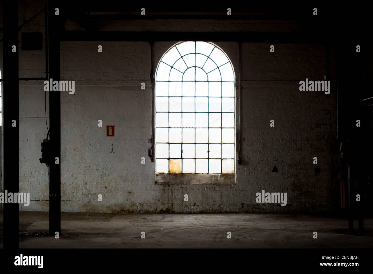 Window in an dark abandoned building Stock Photo - Alamy