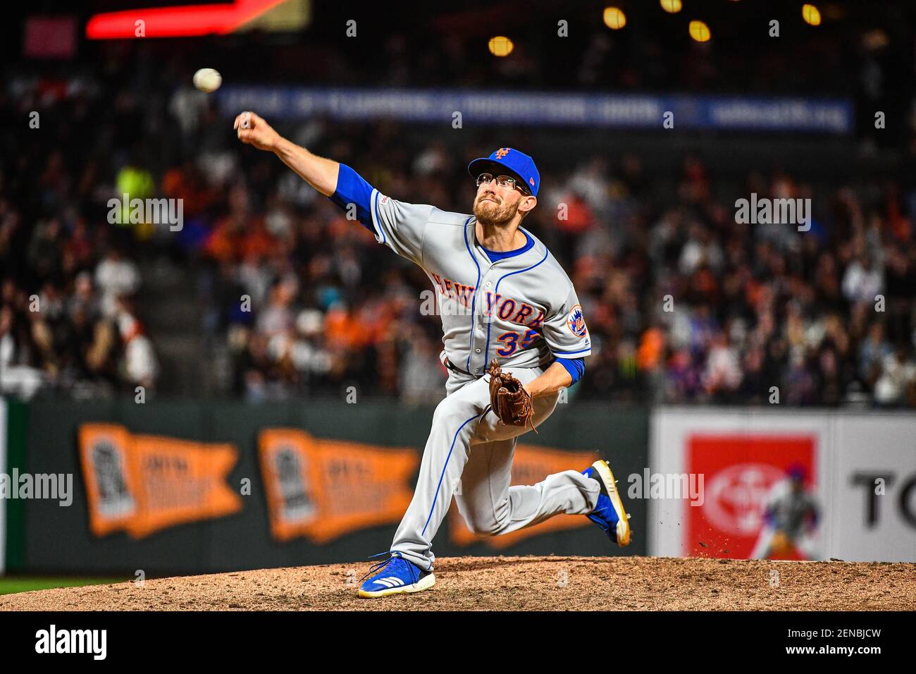 July 19, 2019: Mets relief pitcher Jacob Rhame (35) during the MLB game ...
