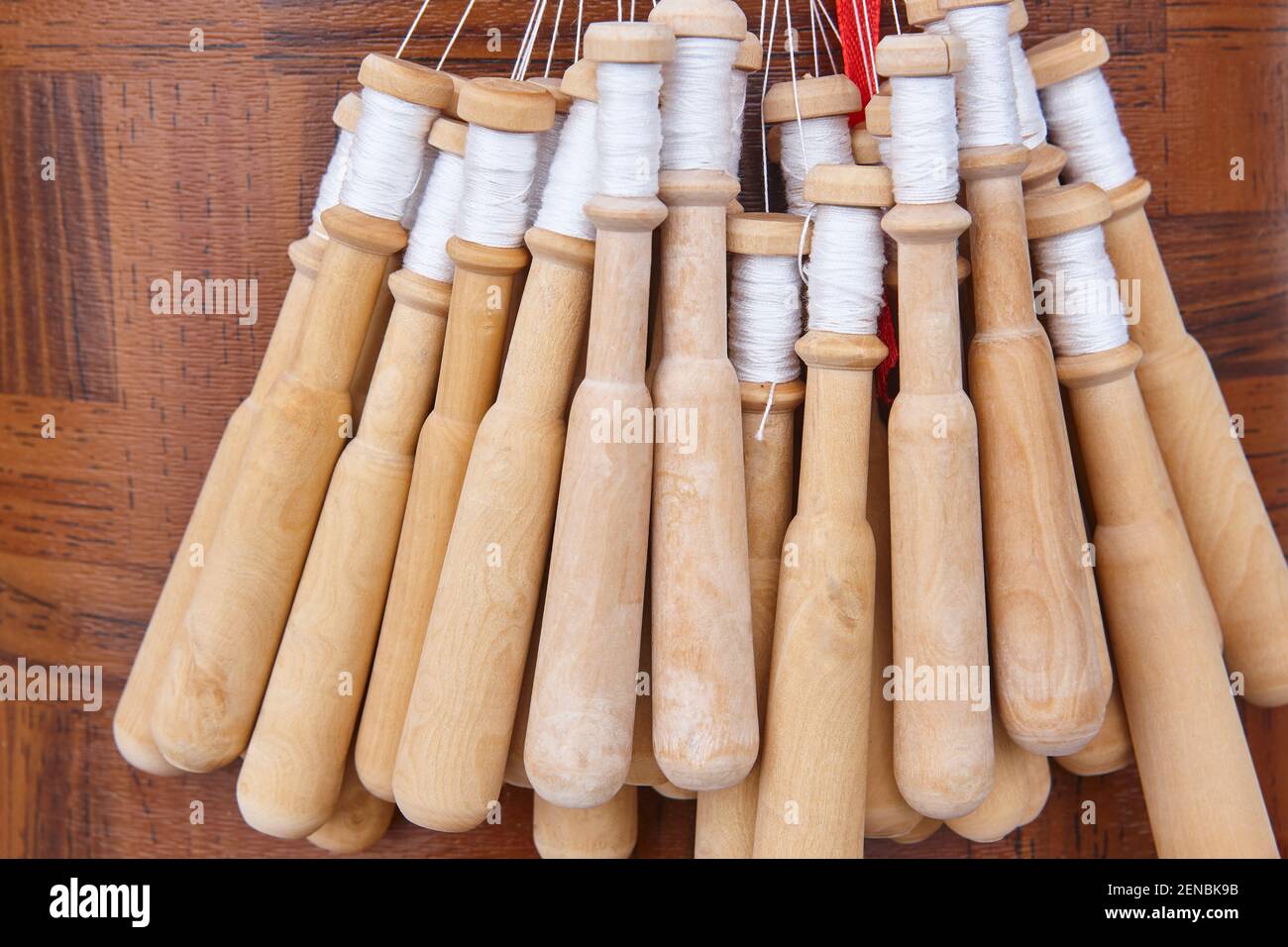 Traditional textile bobbin loom artisan craftmanship made in Camarinas ...