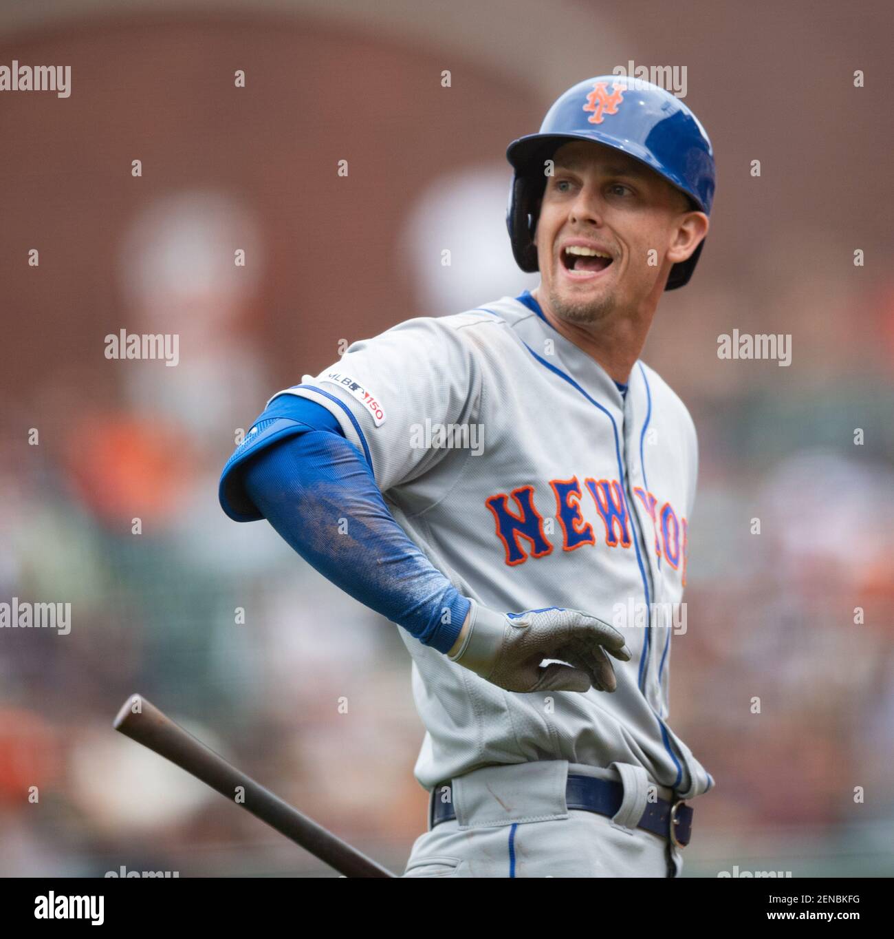 July 21, 2019: New York Mets right fielder Jeff McNeil (6) expresses ...