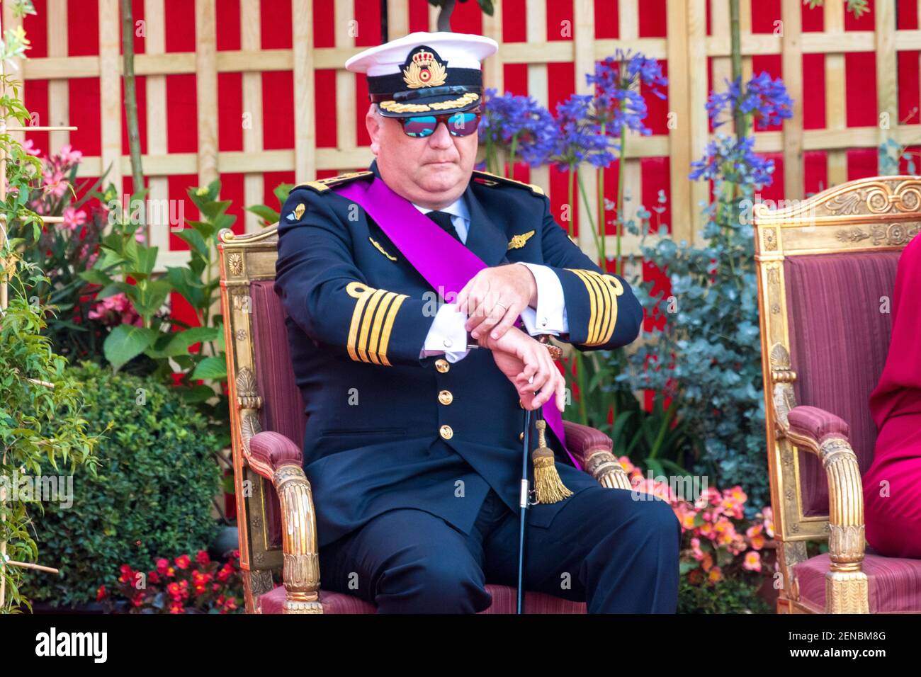 Prince Laurent bored and yawning during the celebration of the Belgian ...