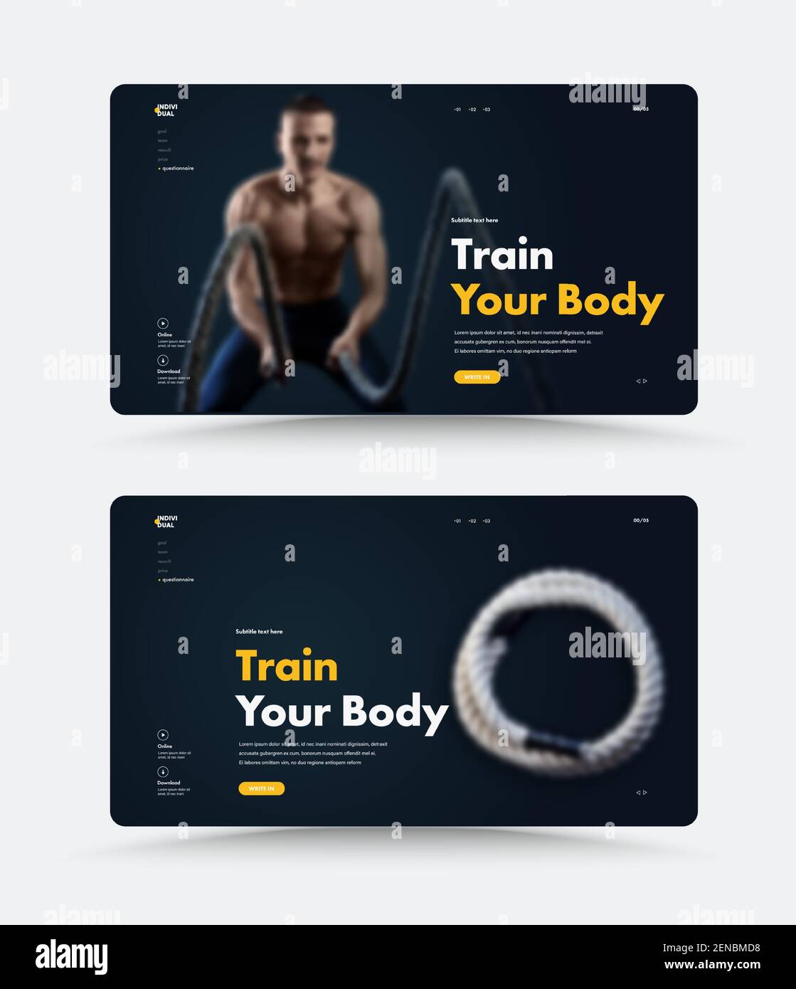Vector black front page template for a personal trainer or nutritionist ...