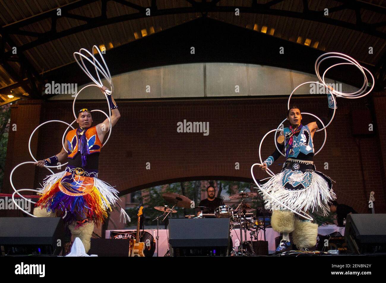 Brothers Sam Sampson (left) and Micco Sampson (right) perform ...