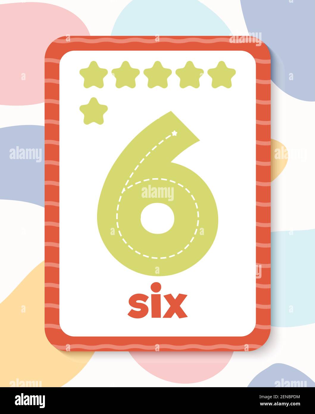 Printable colourful educational number flashcard. vector illustration ...