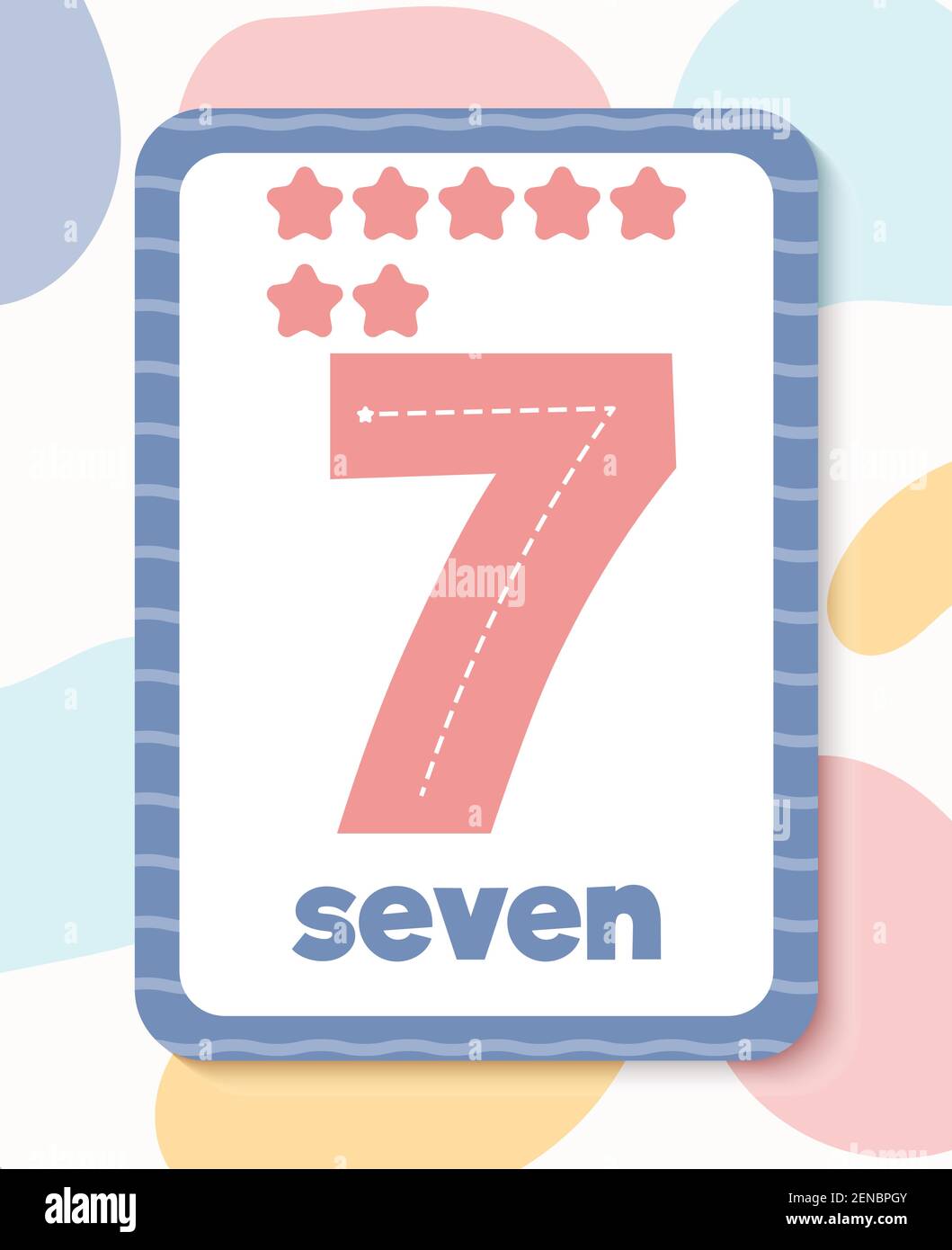 Printable colourful educational number flashcard. vector illustration ...