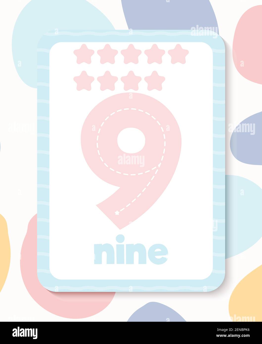 Printable colourful educational number flashcard. vector illustration ...