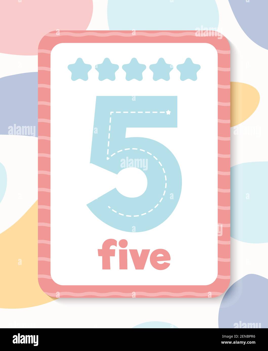 Printable colourful educational number flashcard. vector illustration ...