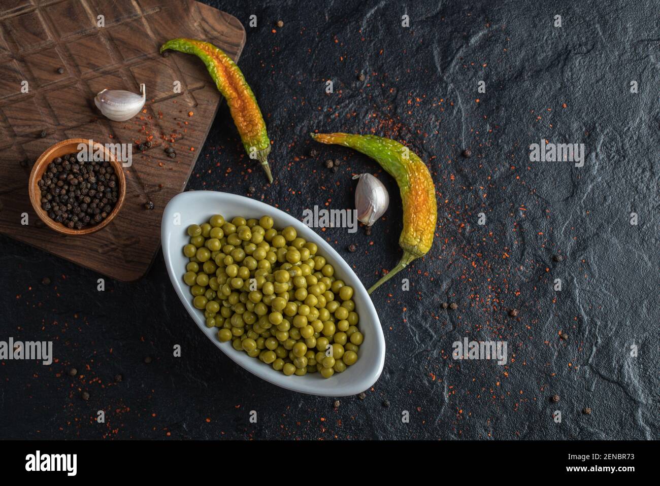 Top view of marinated olives with peppers Stock Photo - Alamy