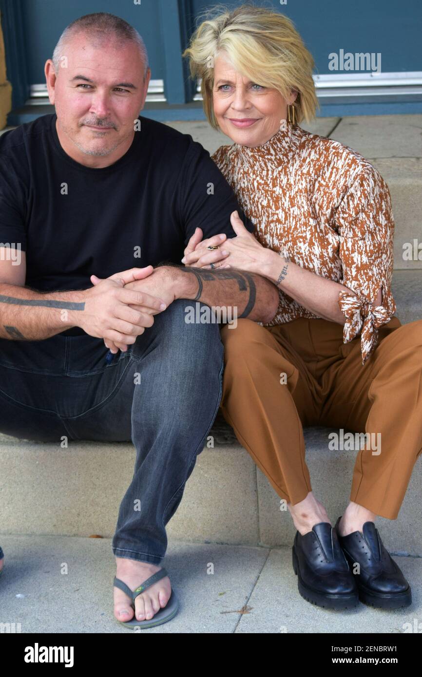 Tim Miller and Linda Hamilton at the Hollywood Foreign Press ...