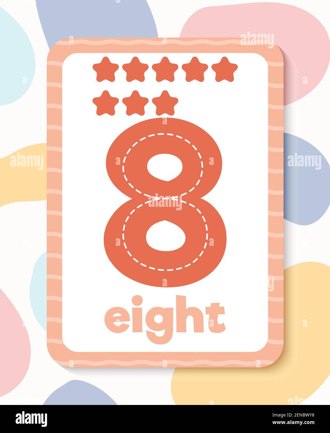 Printable colourful educational number flashcard. vector illustration ...