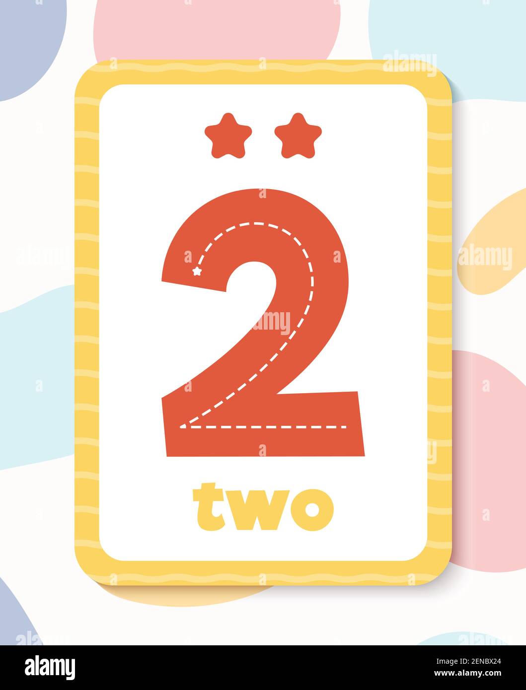 Printable colourful educational number flashcard. vector illustration ...