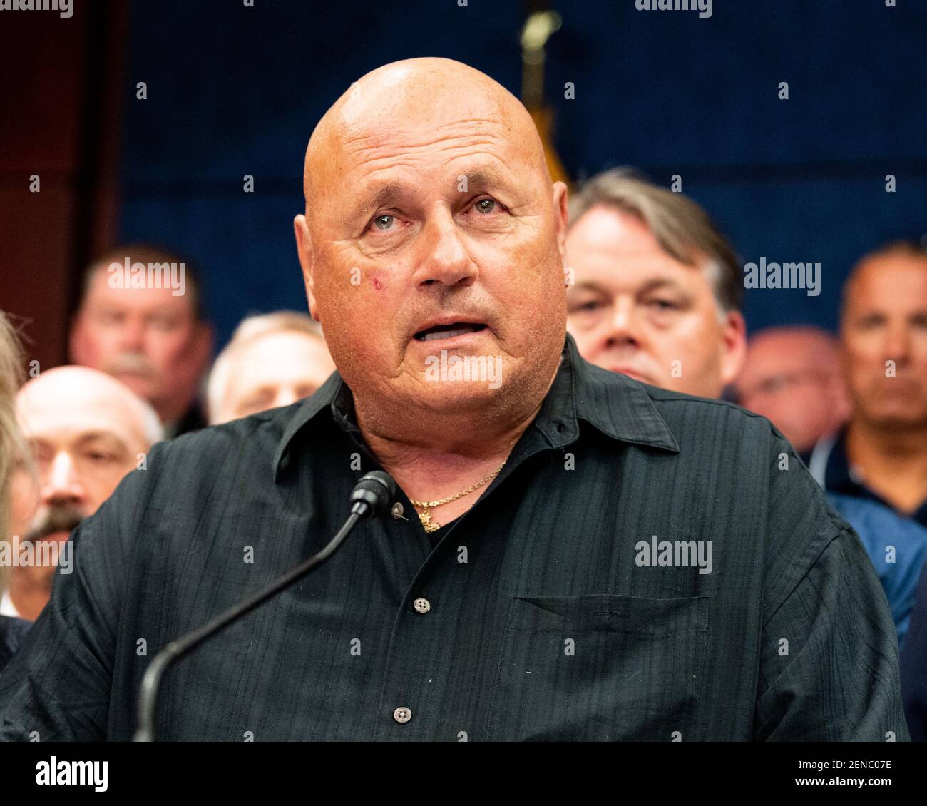 Joe Zadroga speaking at the press conference held after the passage of ...