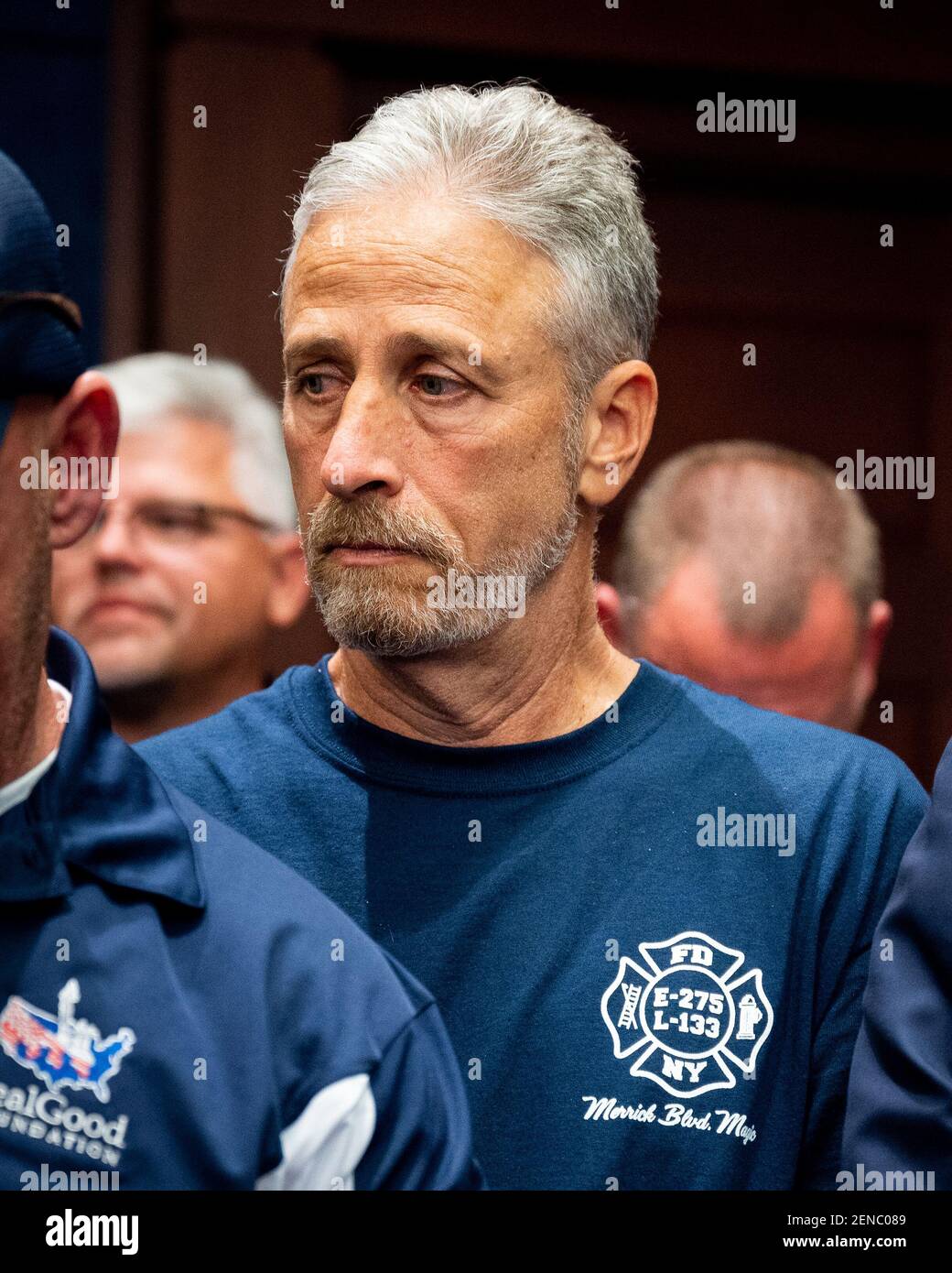 Jon Stewart at the press conference held after the passage of H.R.1327 ...