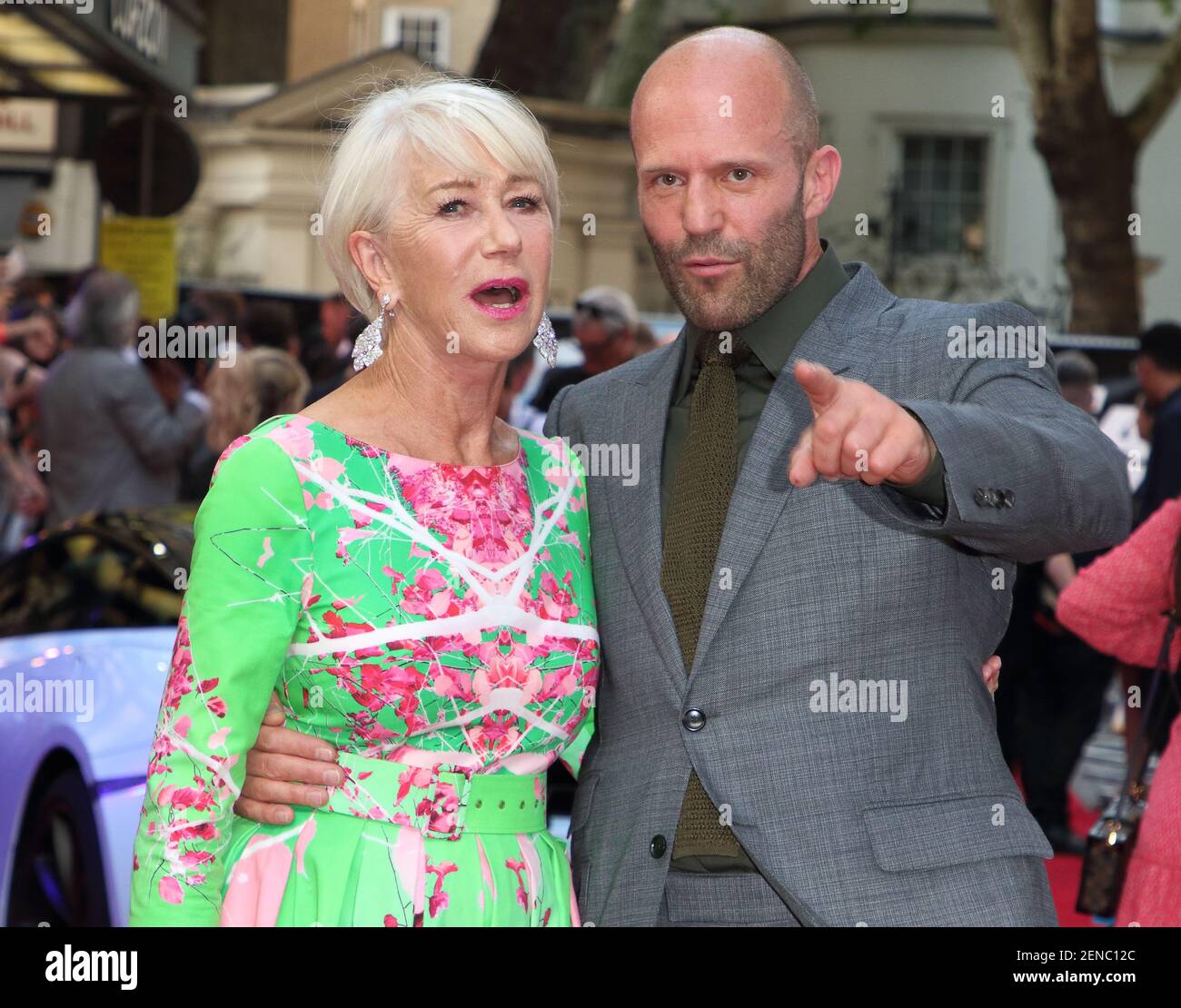 Dame Helen Mirren and Jason Statham at the Fast & Furious: Hobbs & Shaw ...