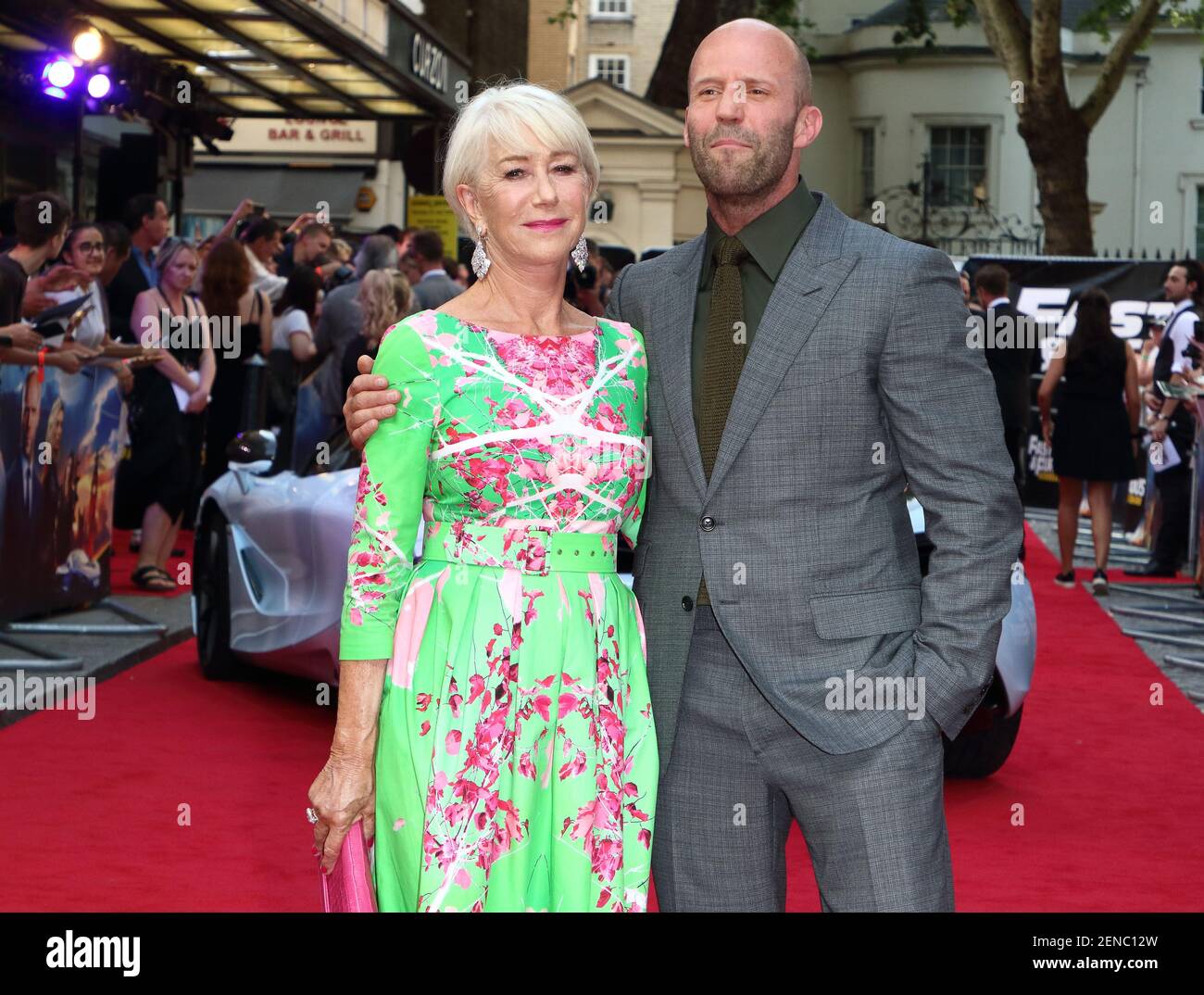 Dame Helen Mirren and Jason Statham at the Fast & Furious: Hobbs & Shaw ...