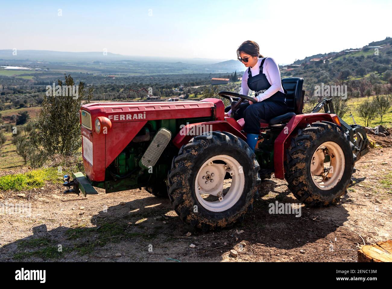 Woman driving tractor hi-res stock photography and images - Alamy
