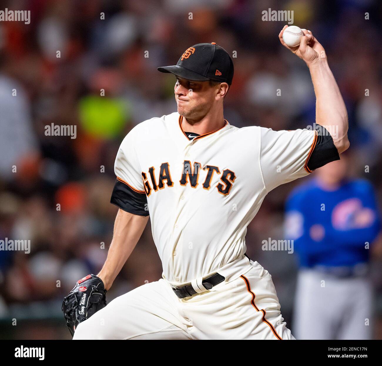 July 23, 2019: San Francisco Giants relief pitcher Tony Watson (56) throwing in the eighth ...
