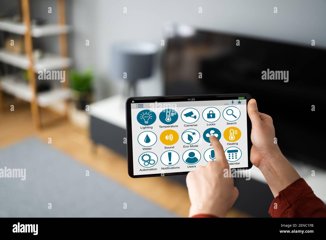Emergency Alarm Control System And Curtains Automation On Tablet Stock ...