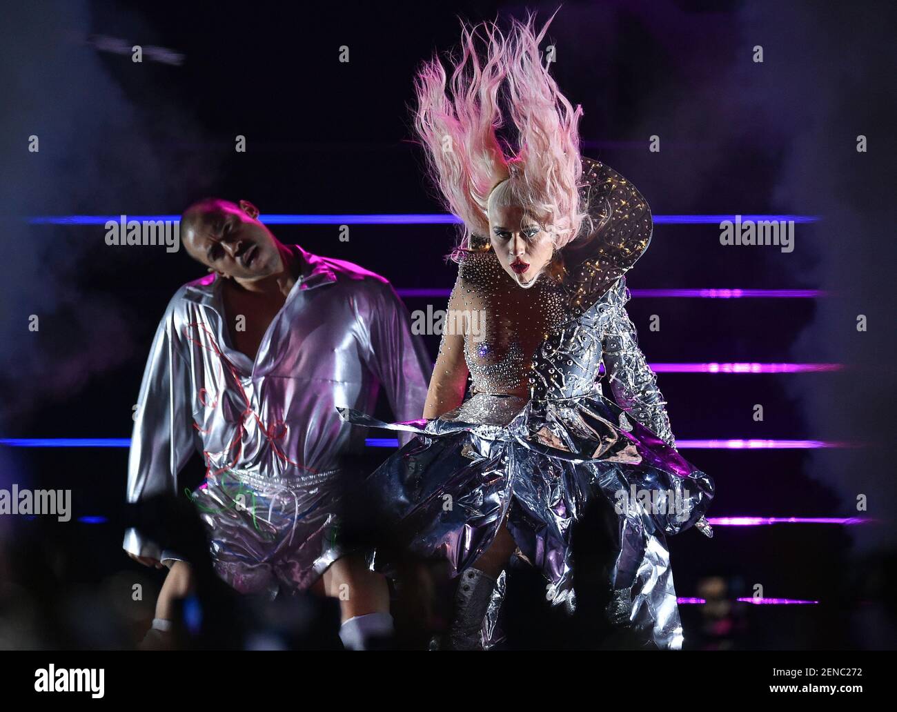 American singer Christina Aguilera performs at the VTB Arena stadium ...