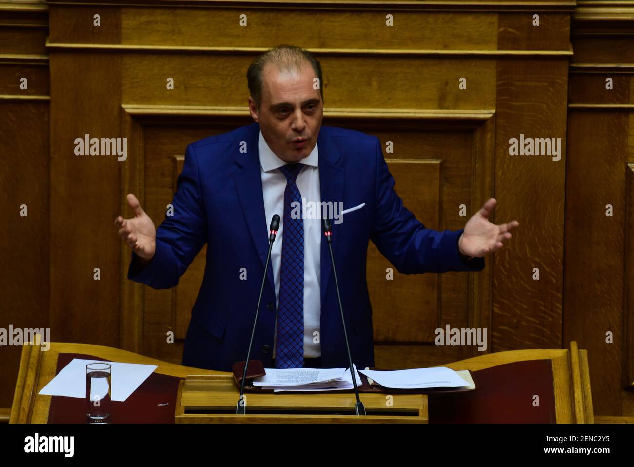 Kyriakos Velopoulos (right), leader of Greek solution party, during his ...