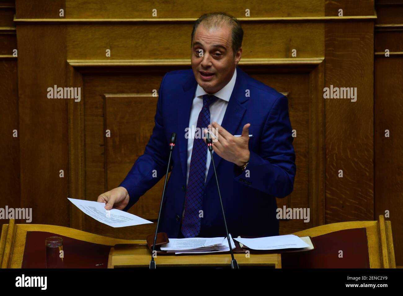 Kyriakos Velopoulos (right), leader of Greek solution party, during his ...