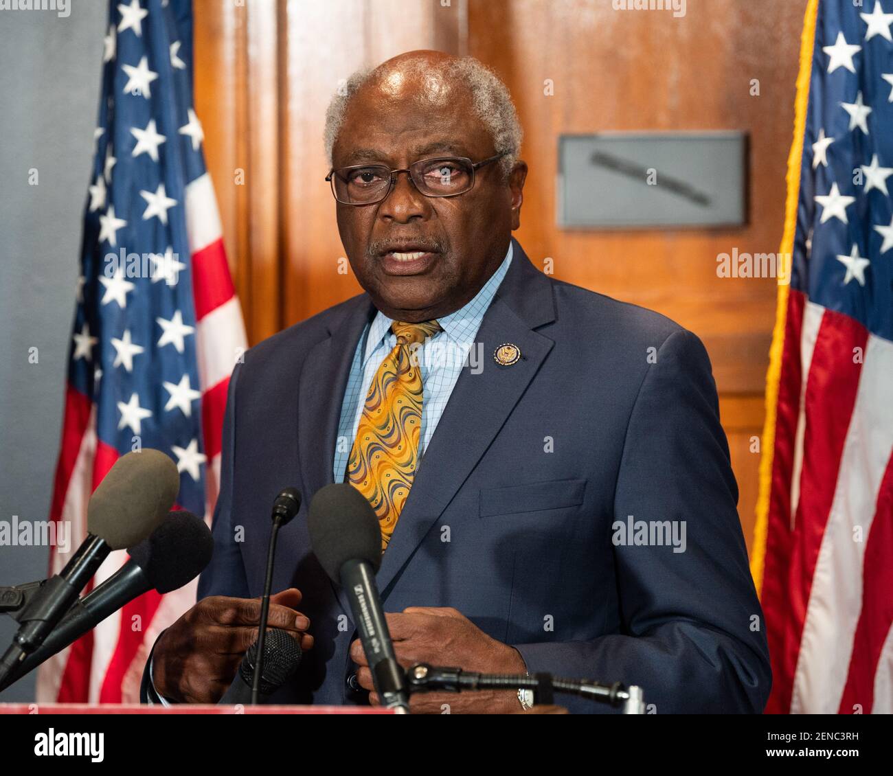 U.S. Representative Jim Clyburn (D-SC) speaking at a press conference ...