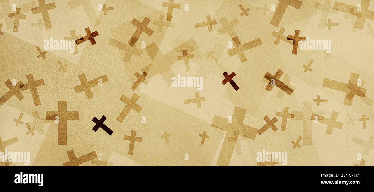 Religious card illustration with textured beige background with many ...