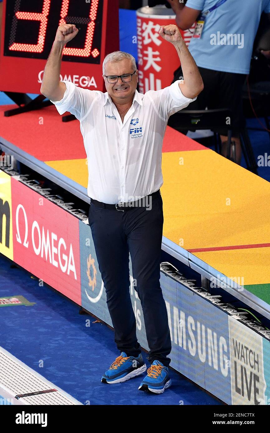Coach Sandro Campagna of Italy celebrates Hungary - Italy Semifinal ...