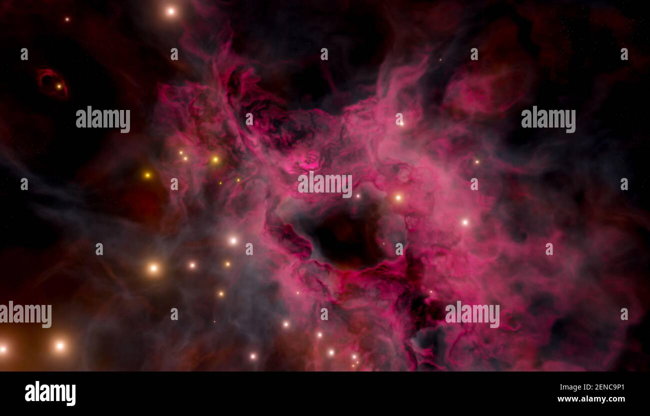 The galactic dust nebula and the birth of stars in the galaxy 3d render ...