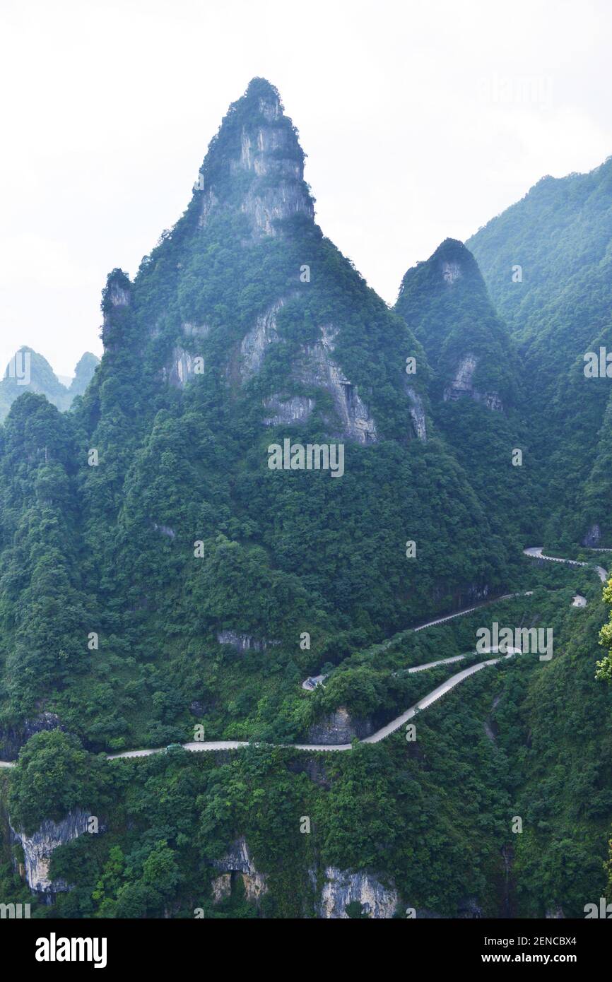 Hunan,CHINA-Tianmen mountain scenic area in Zhangjiajie, Hunan province ...