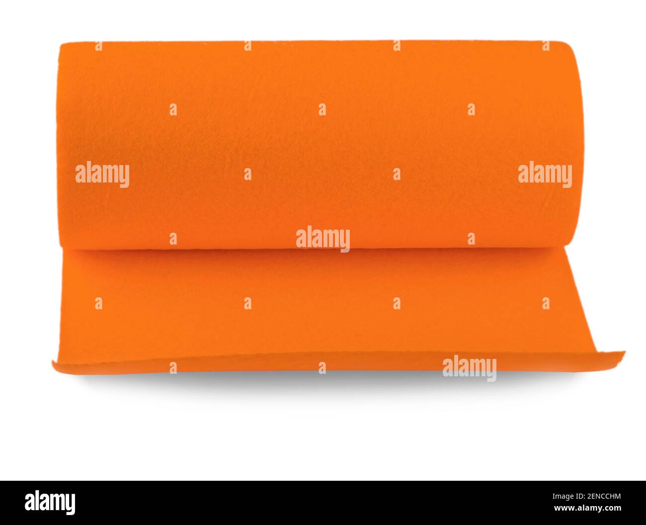 New red paper towel isolated on white background with yellow shadow ...