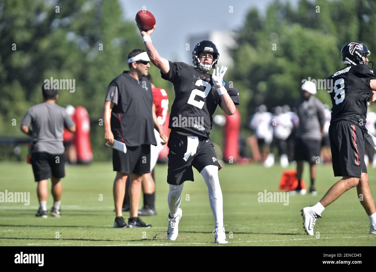 July 24, 2019: Falcons quarterback Matt Ryan makes a pass during ...