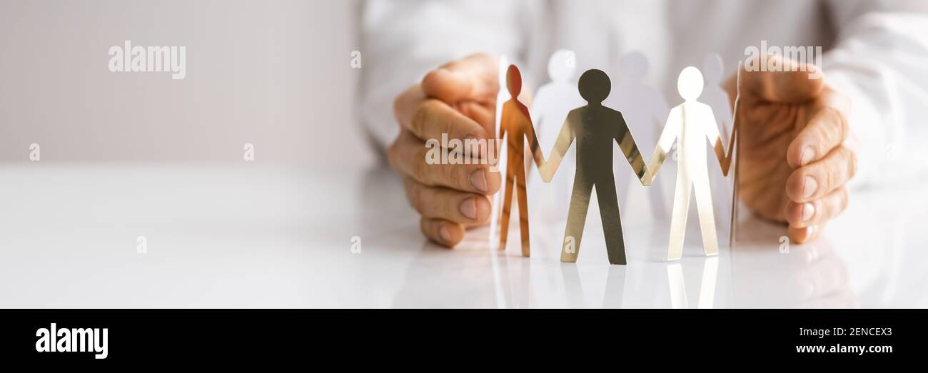 Equal Employee Safety. Business Man Boss Help Stock Photo - Alamy