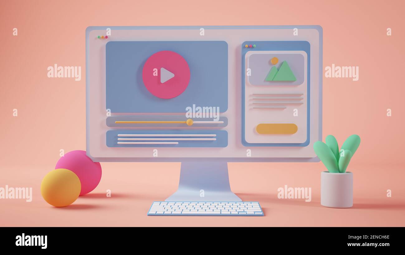 Minimal 3d rendering computer illustration 3d rendering Stock Photo - Alamy