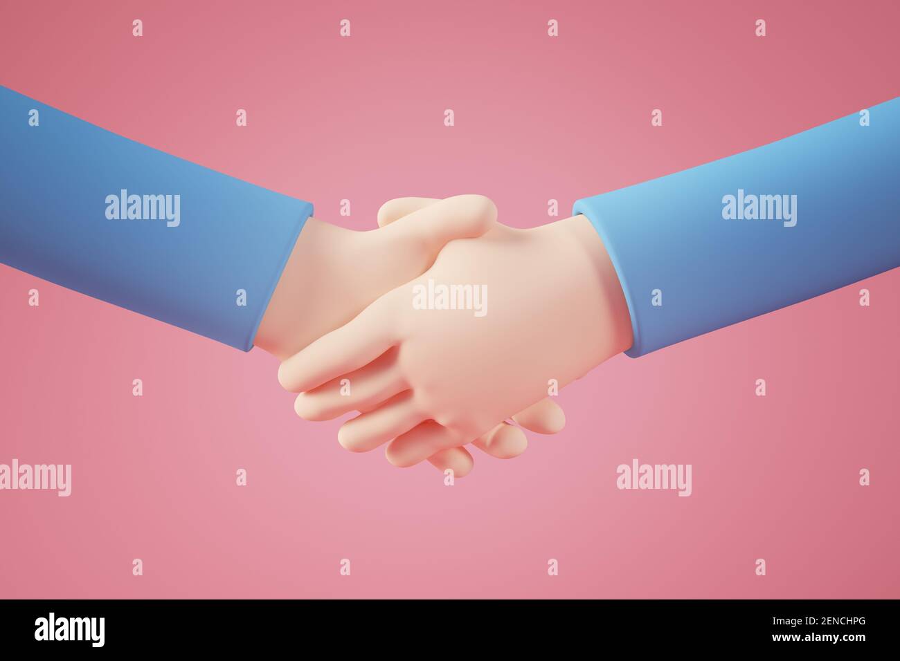 Cartoon hand shake 3d rendering concept Stock Photo - Alamy