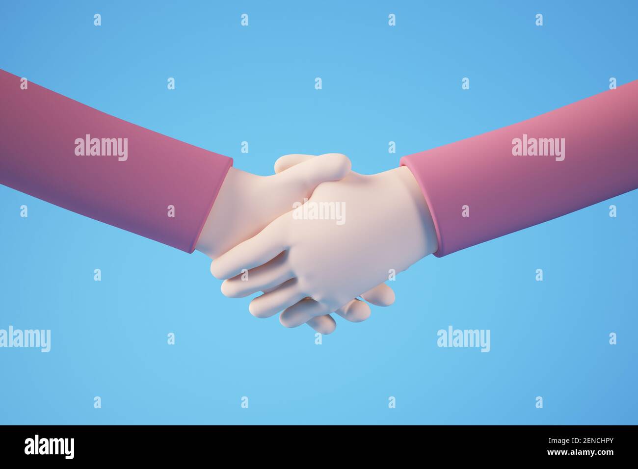 Cartoon hand shake 3d rendering concept Stock Photo - Alamy