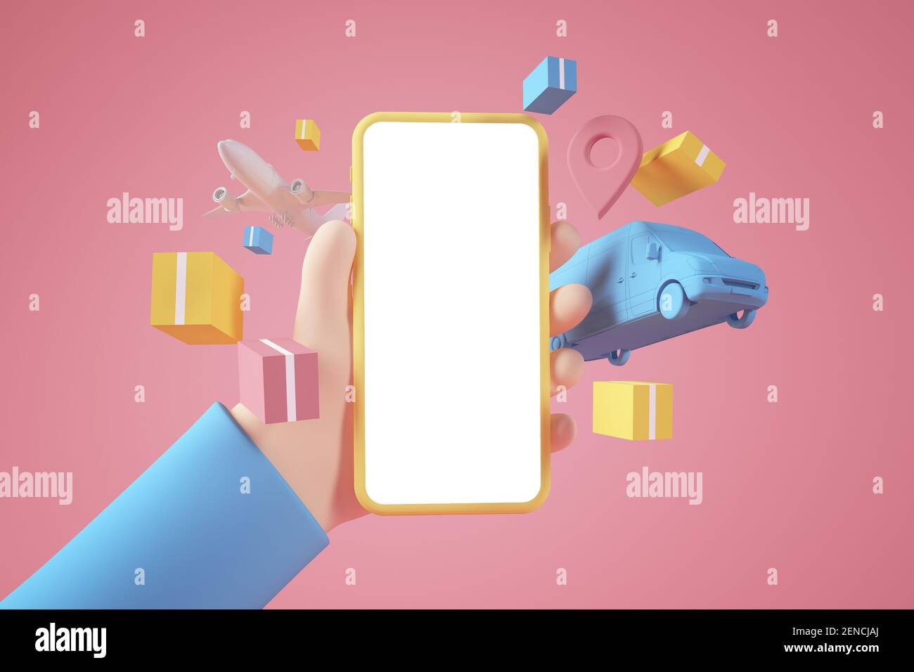 Delivery app concept 3d rendering Stock Photo - Alamy